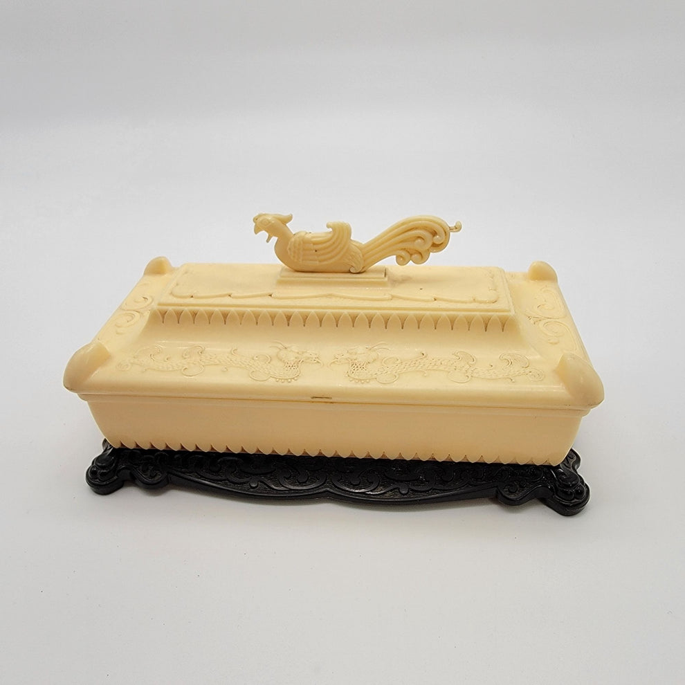 Antique Celluloid Chinoiserie Asian Dragon & Pheasant Dresser Box ...