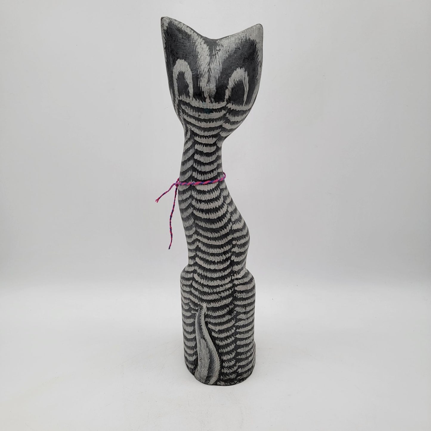 Hand-Carved Grey Striped Wood Tabby Cat Statue – Niche Lady Shop