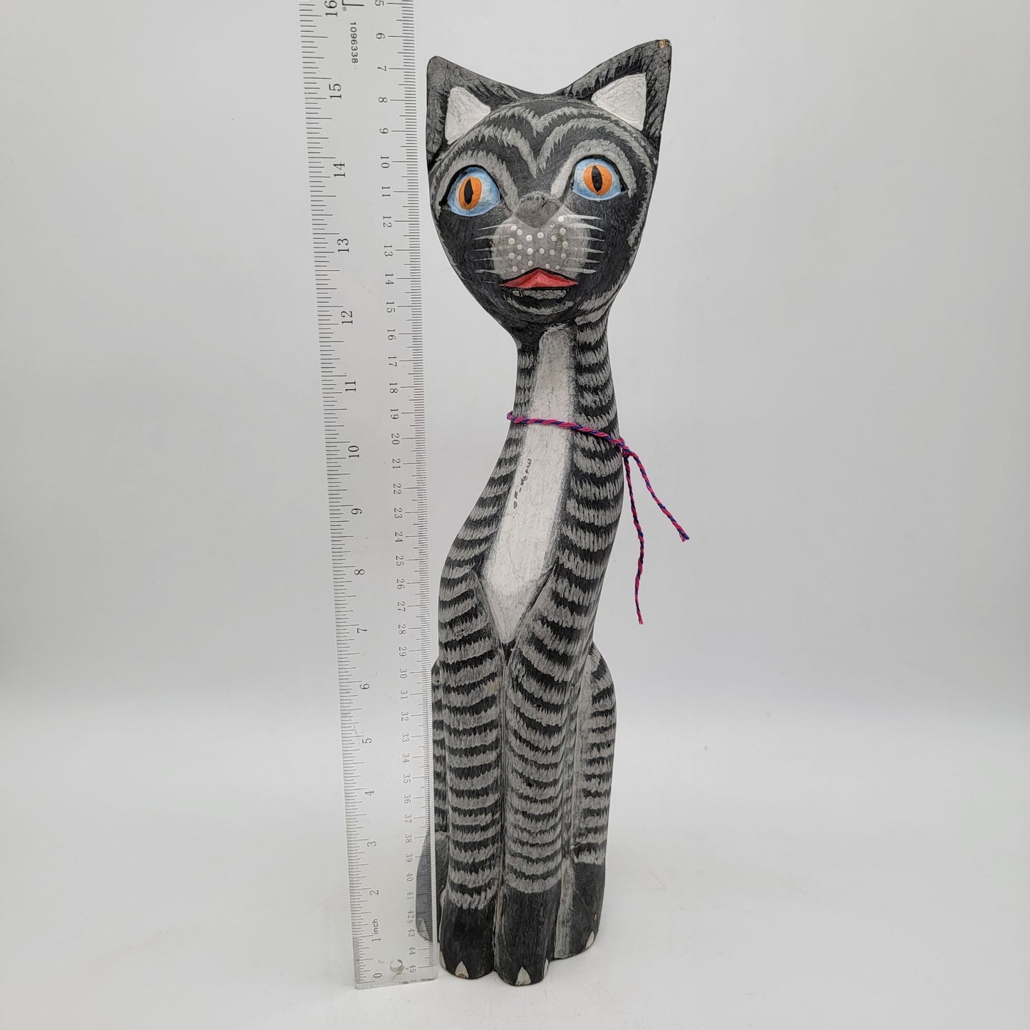 Hand-Carved Grey Striped Wood Tabby Cat Statue – Niche Lady Shop