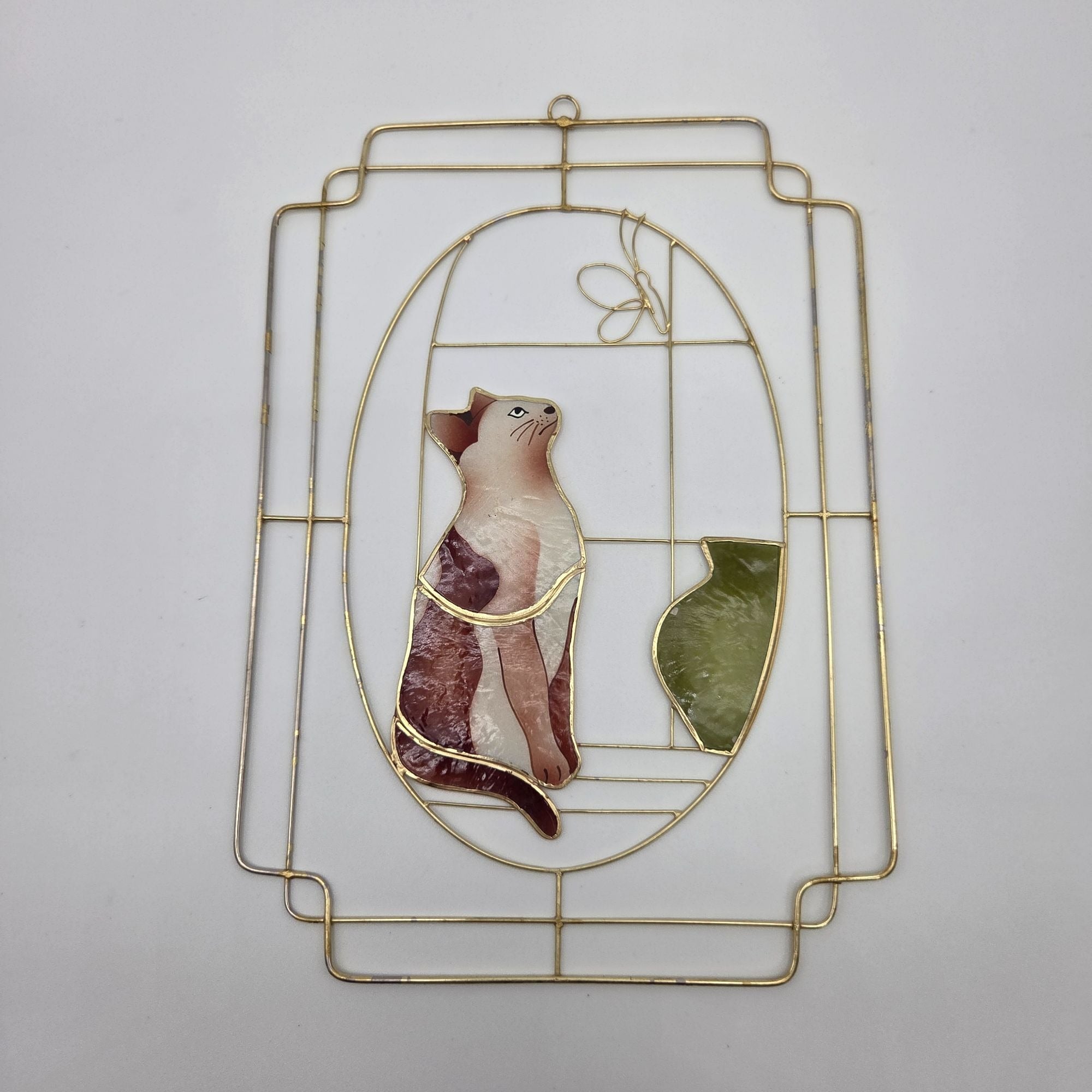 Vintage Capiz Shell Cat & Butterfly Sun Catcher Gold-Tone Frame – Niche ...