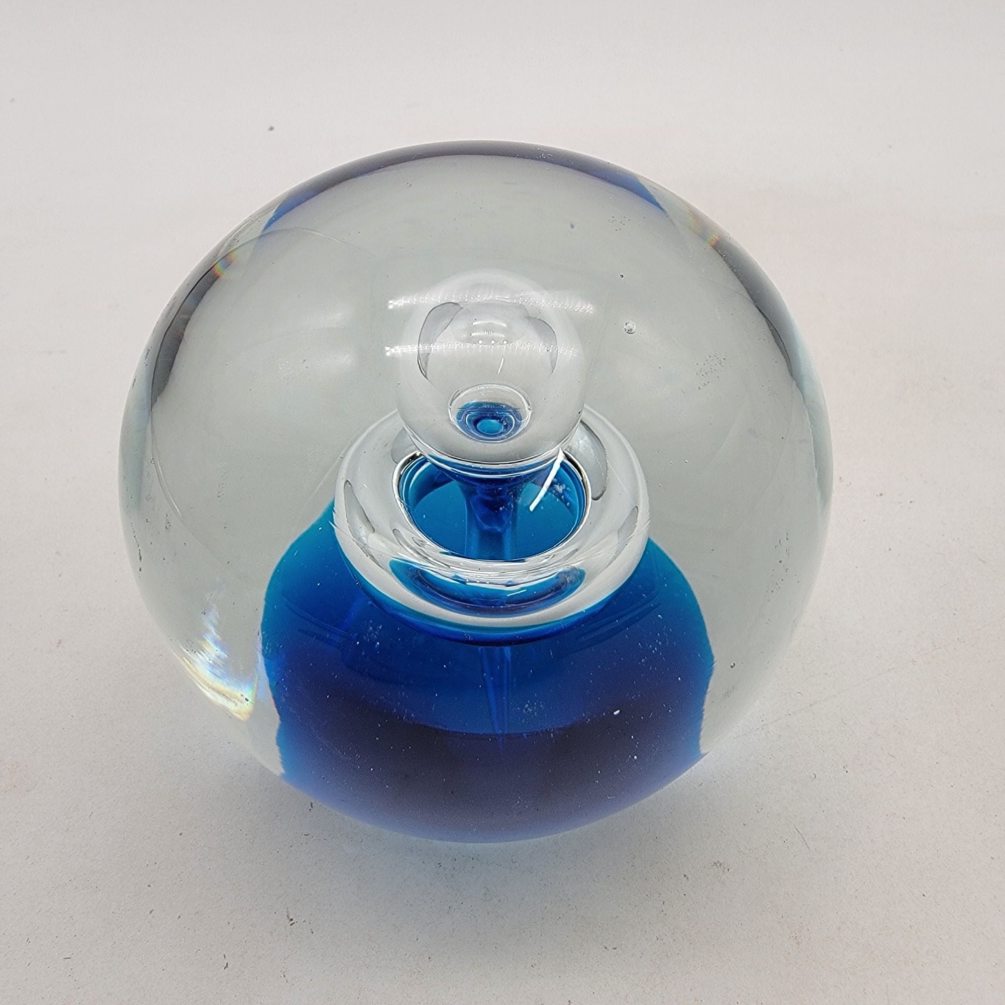 Magnum Cobalt Blue Controlled Bubble Toroid Art Glass Paperweight ...